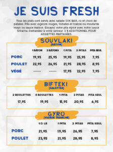 Menu Bouffe - Souvlaki Bar